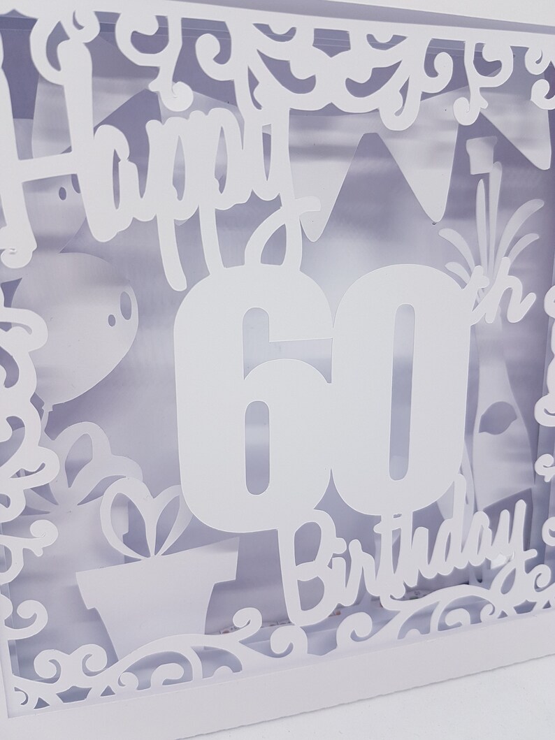 Happy 60th Birthday Shadow Box SVG PDF PNG Paper Cutting Instant ...