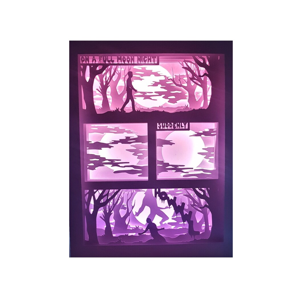 Werewolf Comic Book Shadow Box SVG PDF PNG Paper Cutting Instant ...