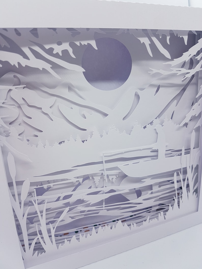 Fishing Lake Shadow Box SVG PDF PNG Paper Cutting Instant - Etsy