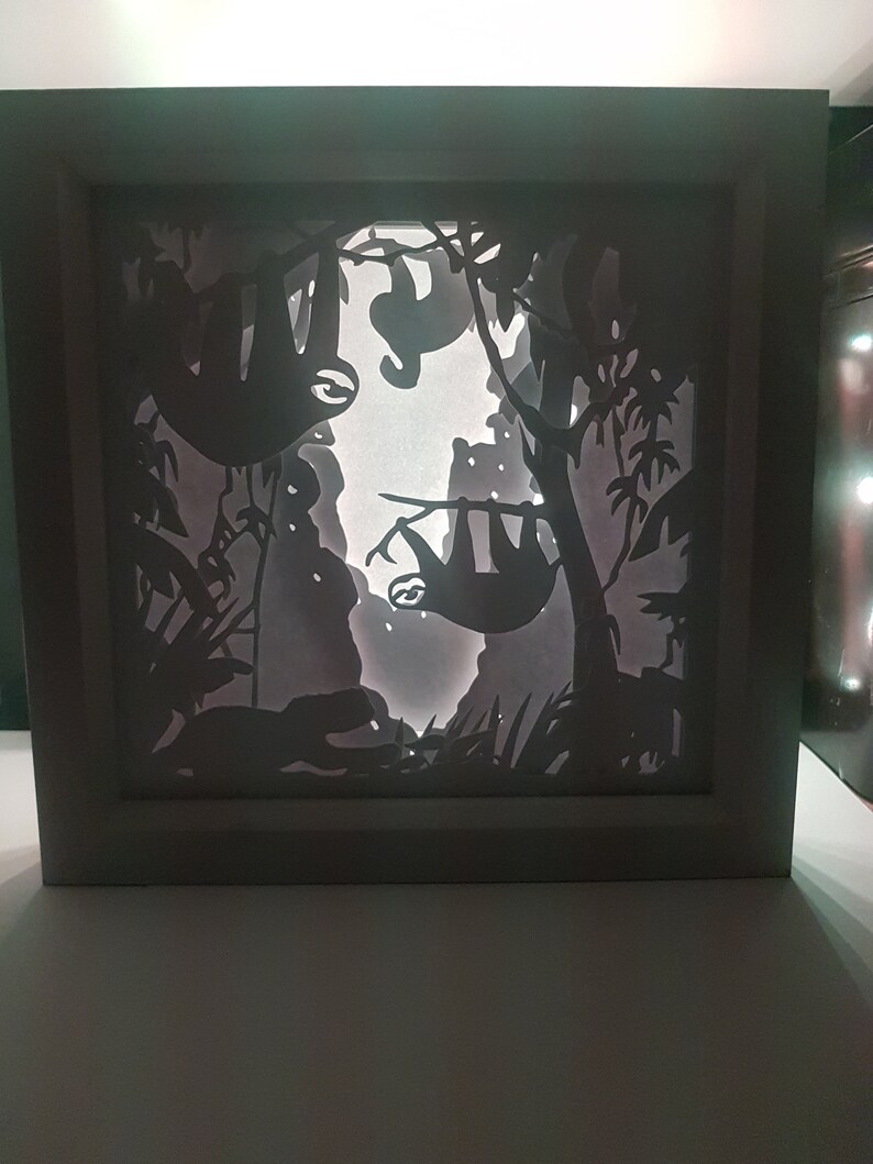Sloth Jungle Shadow Box Svg PDF PNG Paper Cutting Instant - Etsy