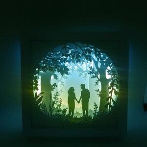 Couple in Woods Forest Shadow Box SVG PDF PNG Paper Cutting Instant ...