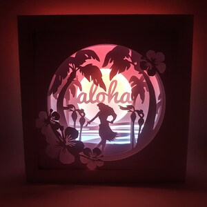 Aloha Hawaii Beach Shadow Box SVG PDF PNG Paper Cutting Instant ...