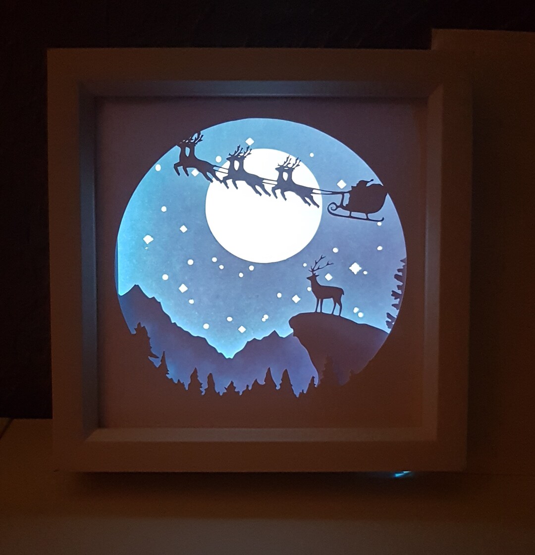Reindeer Christmas Shadow Box SVG PDF PNG Paper Cutting Instant ...