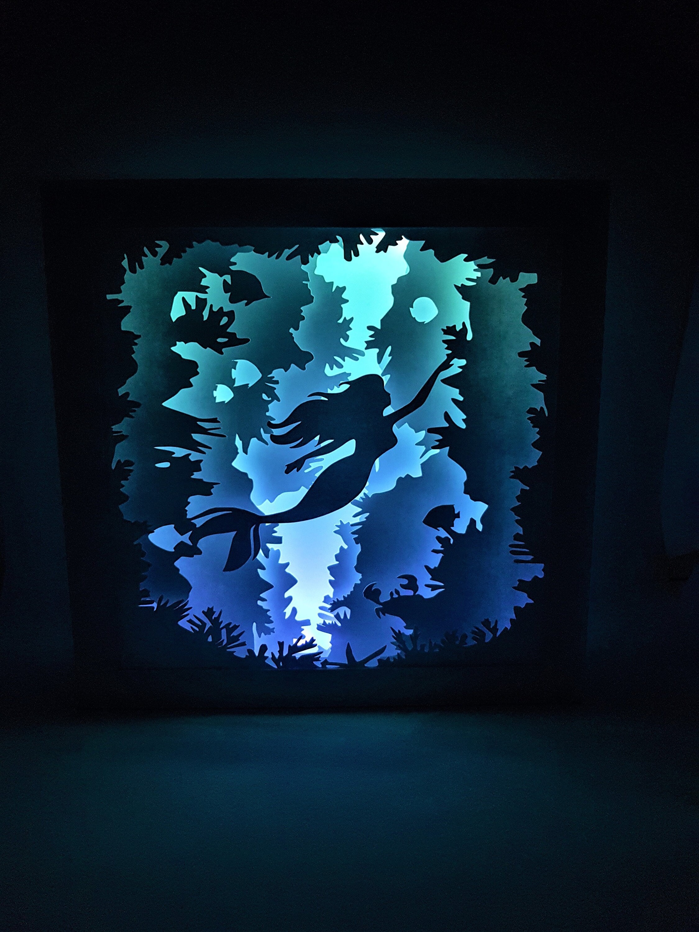 Mermaid Square Shadow Box SVG PDF PNG Paper Cutting Instant Download ...