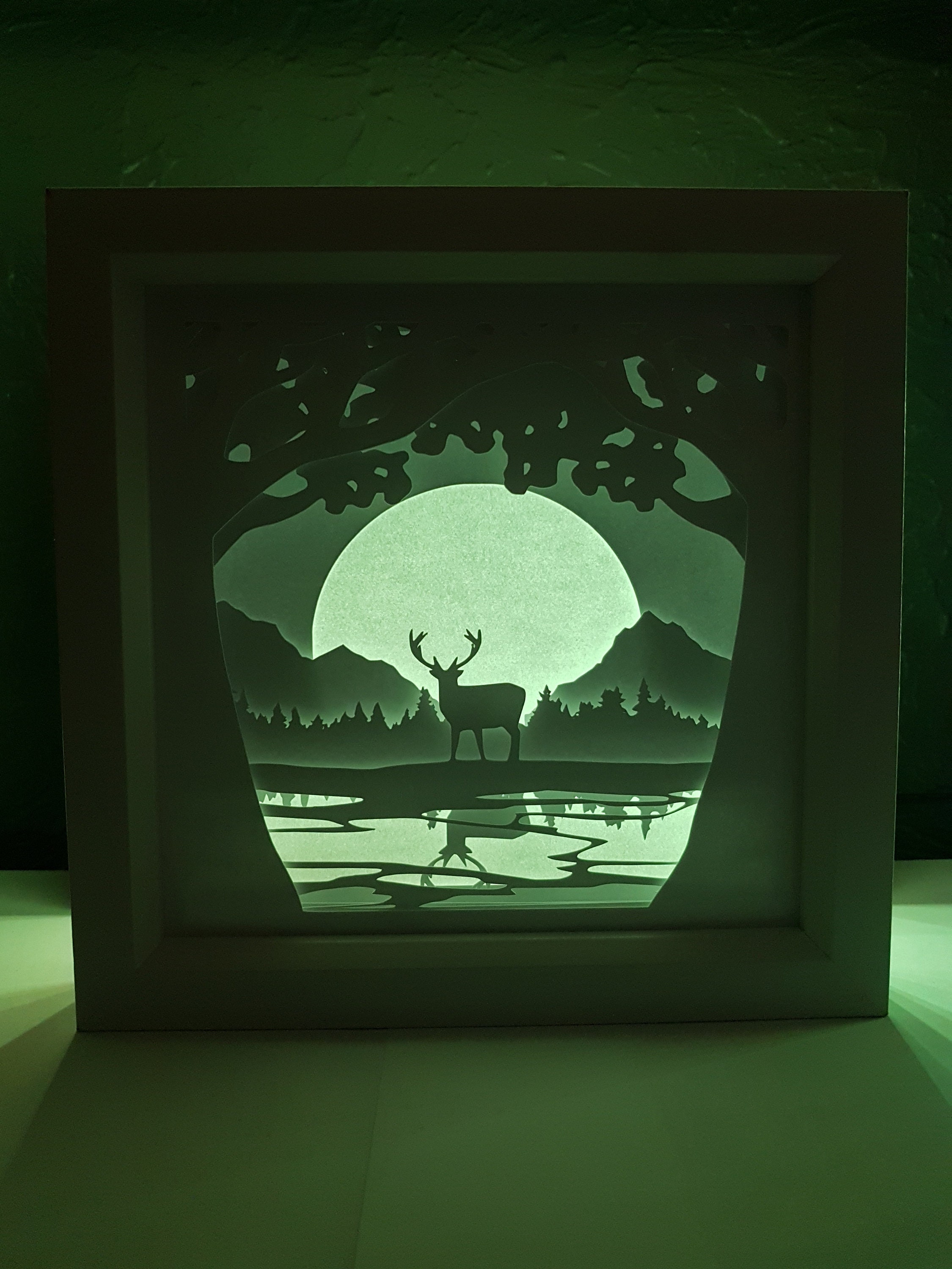 Stag in Woods Forest Shadow Box SVG PDF PNG Paper Cutting - Etsy