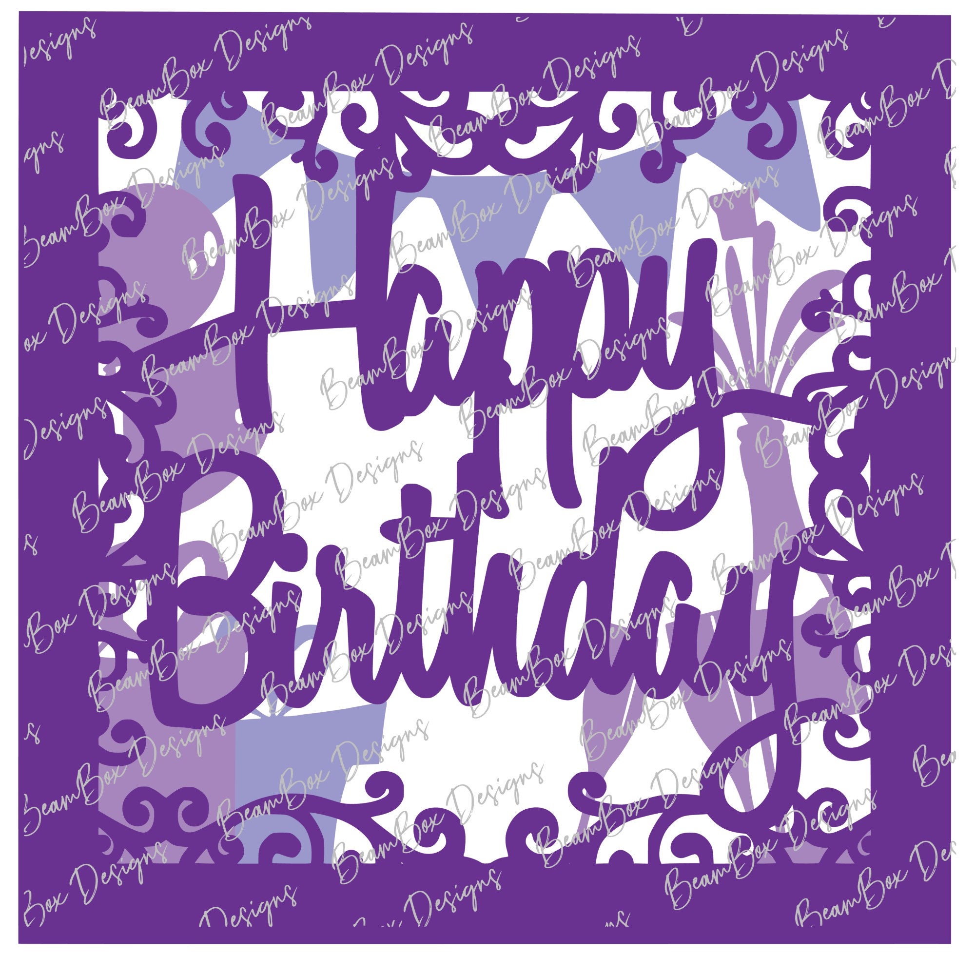 Happy Birthday Shadow Box SVG PDF PNG Paper Cutting Instant | Etsy