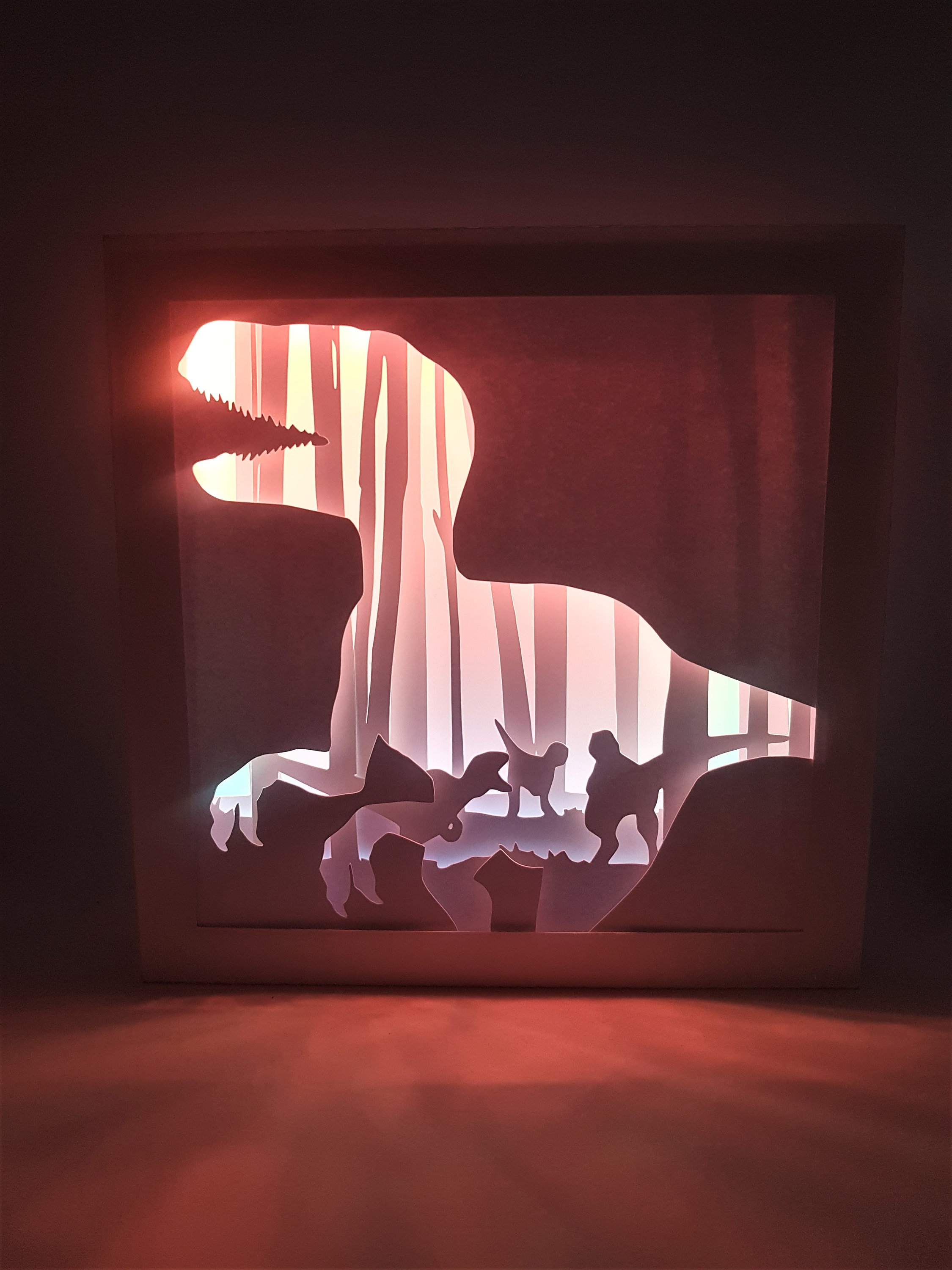Velociraptor Shadow Box SVG PDF PNG Paper Cutting Instant Download ...
