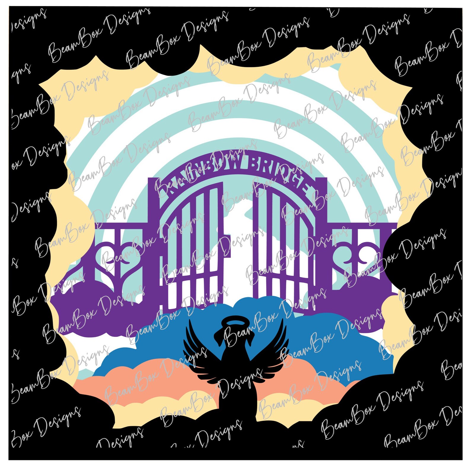 Dog Rainbow Bridge Shadow Box SVG PDF PNG Paper Cutting - Etsy