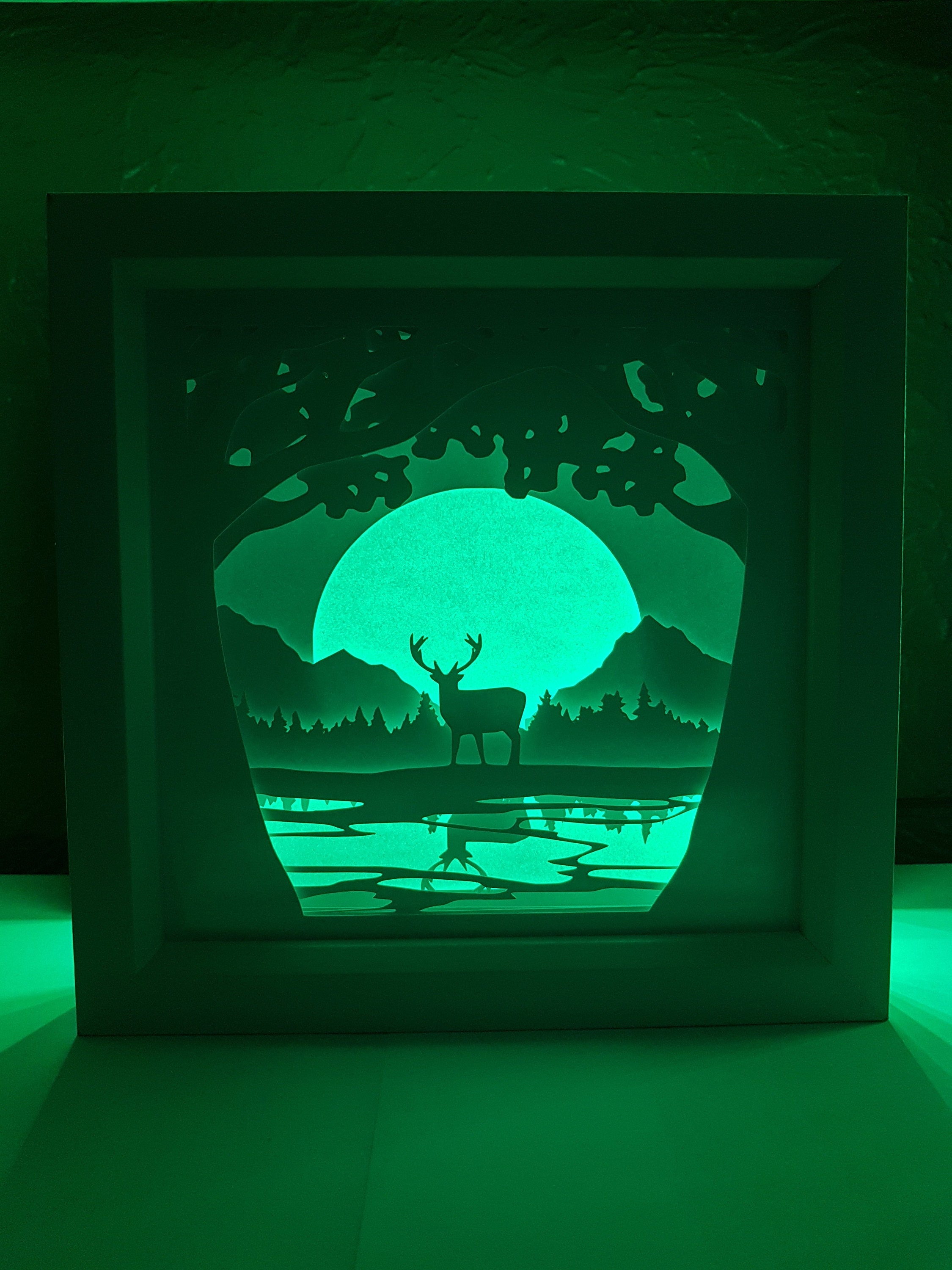 Stag in Woods Forest Shadow Box SVG PDF PNG Paper Cutting - Etsy