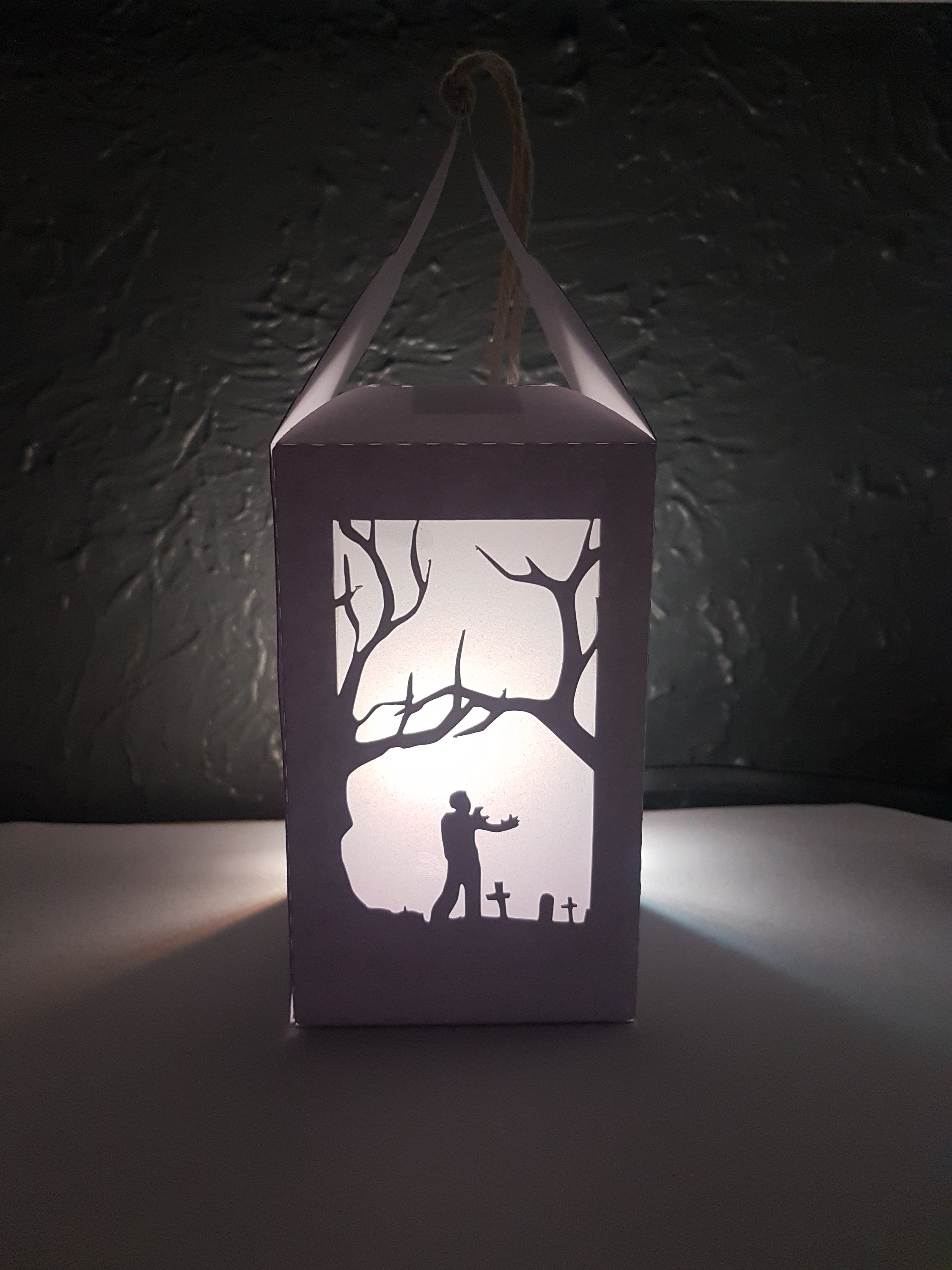 Zombie Lantern Halloween haunted forest paper cutting template | Etsy