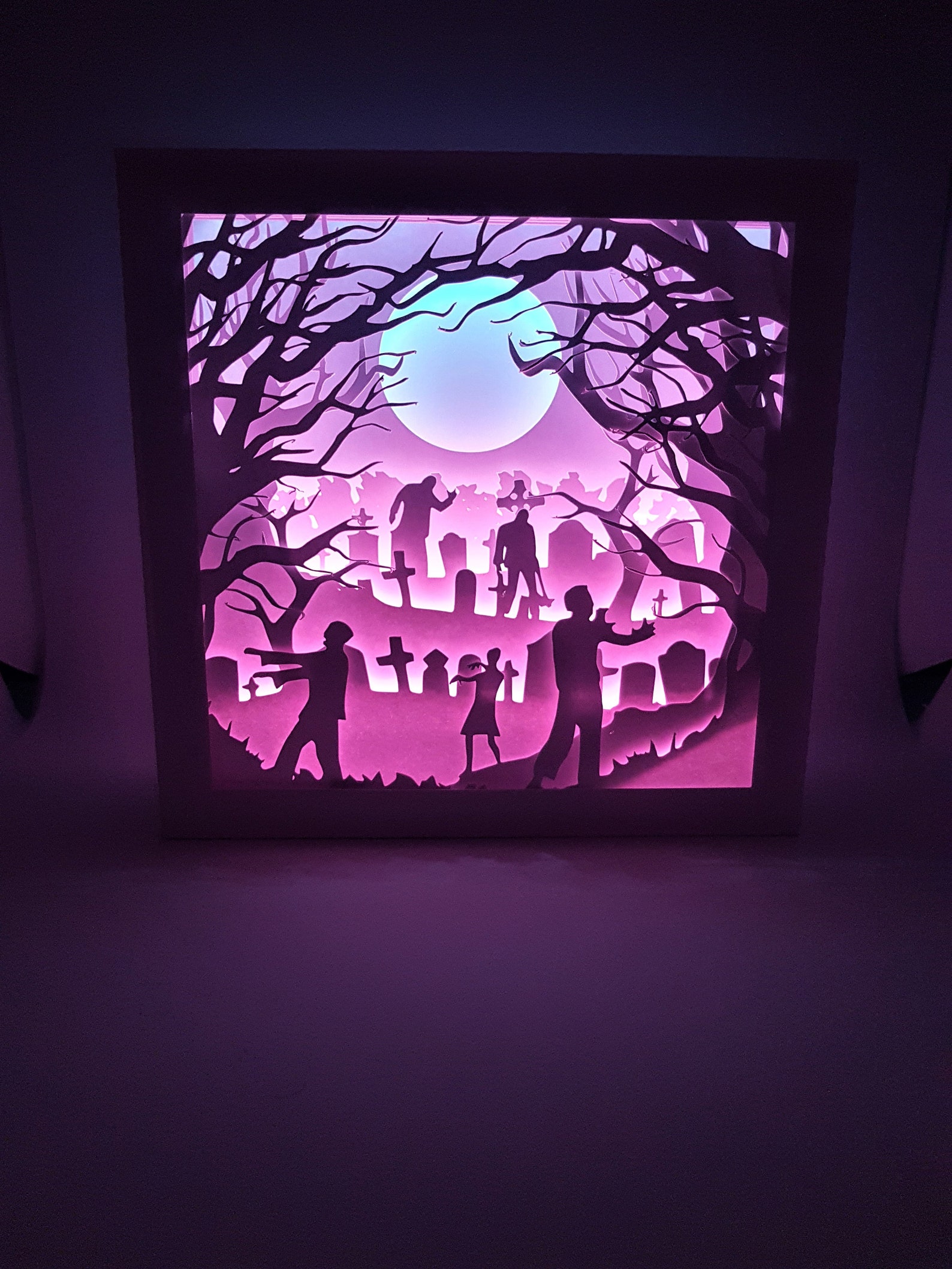 Zombie Graveyard Halloween Shadow Box SVG PDF PNG Paper Cutting Instant ...