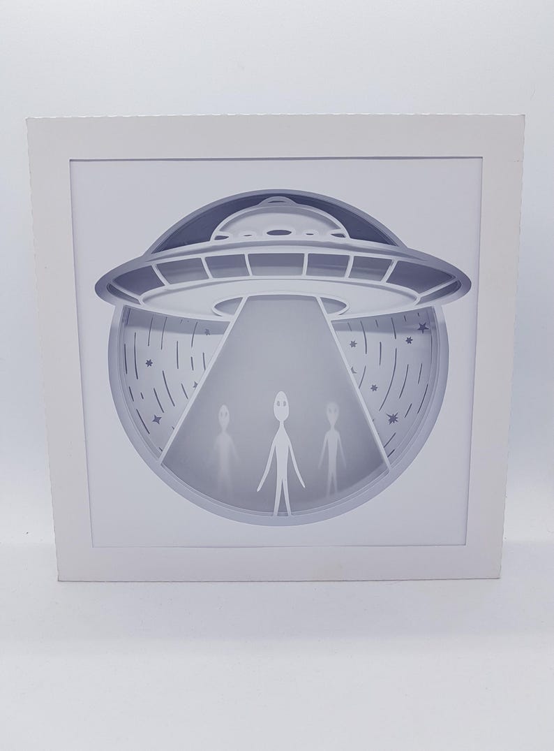 UFO Aliens Shadow Box Svg PDF PNG Paper Cutting Instant Download ...