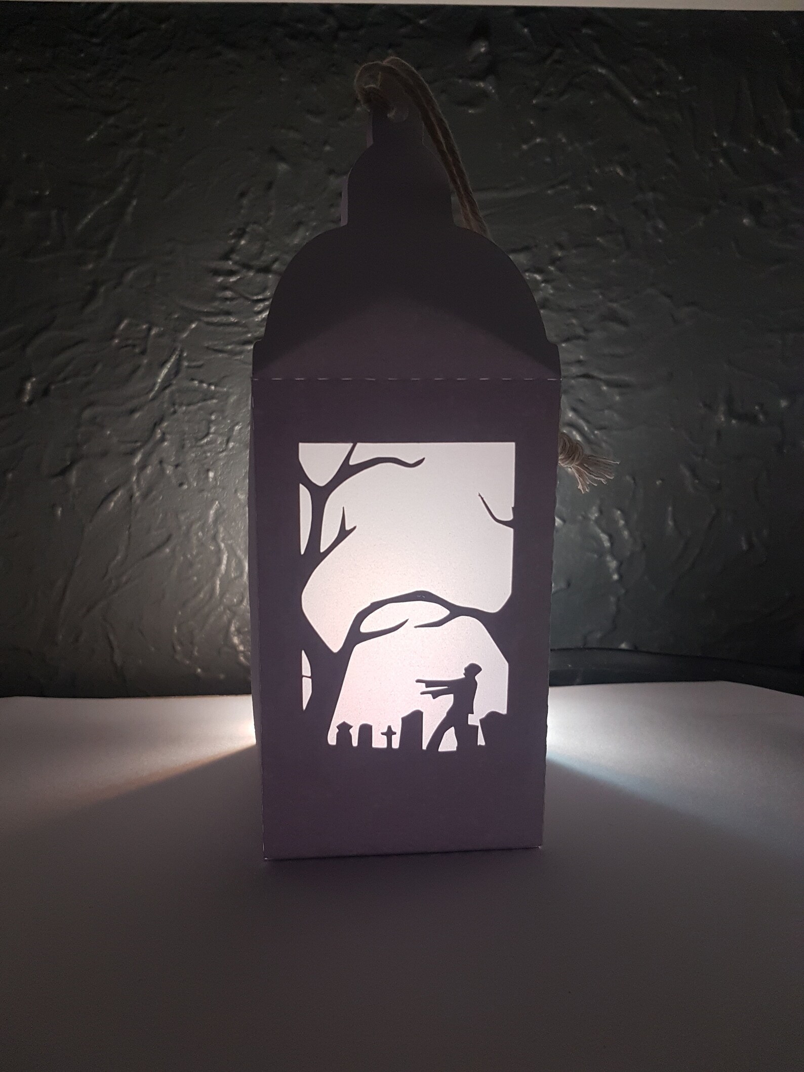 Zombie Lantern Halloween haunted forest paper cutting template | Etsy