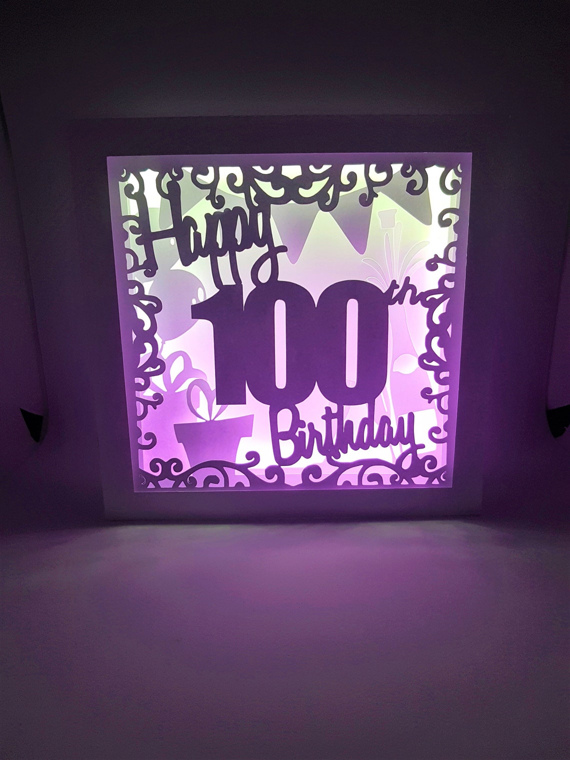 Happy 100th Birthday Shadow Box SVG PDF PNG Paper Cutting Instant ...