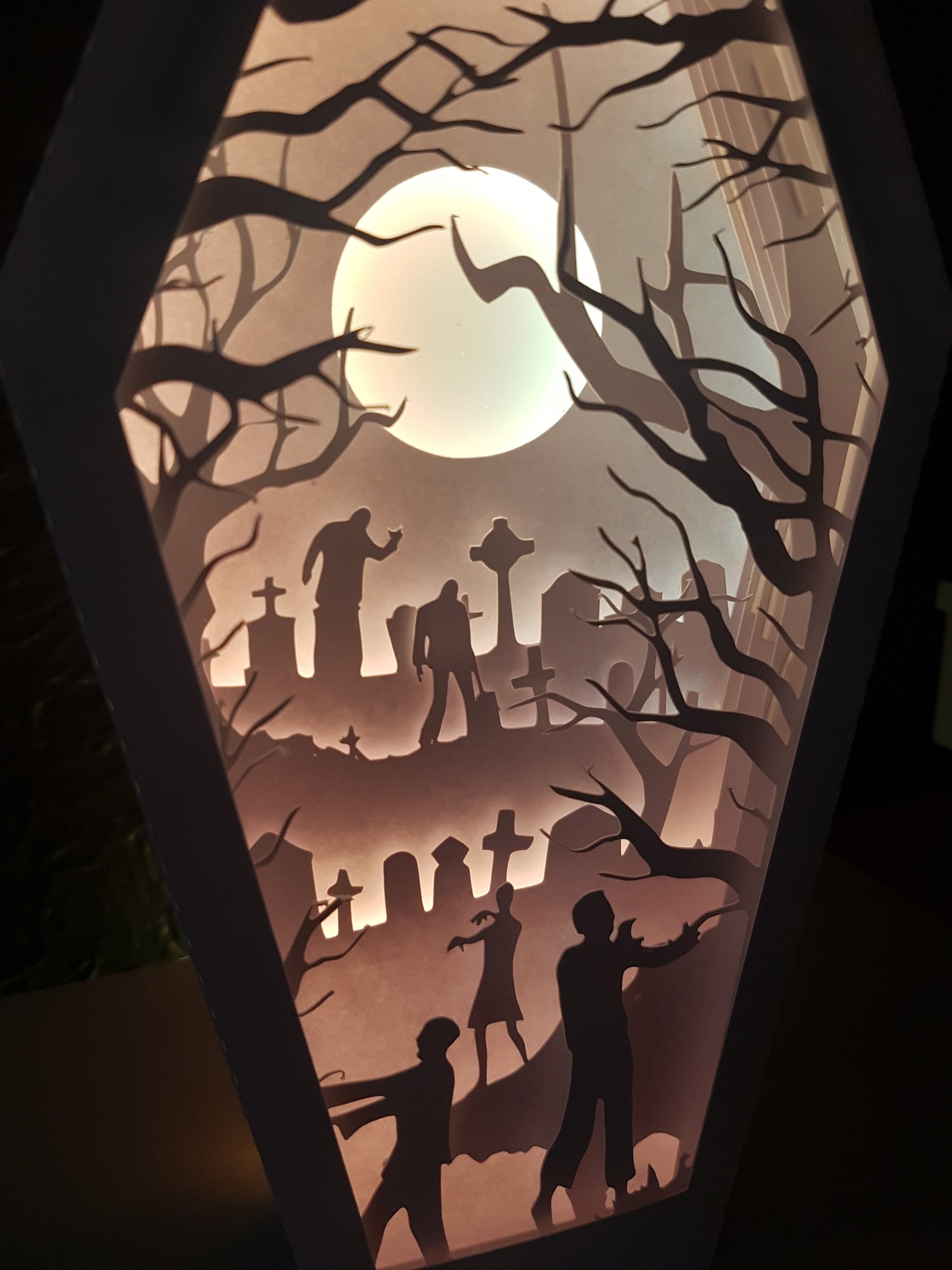 Frame and Layers Combo Coffin Zombie Shadow Light Box Paper Cutting ...