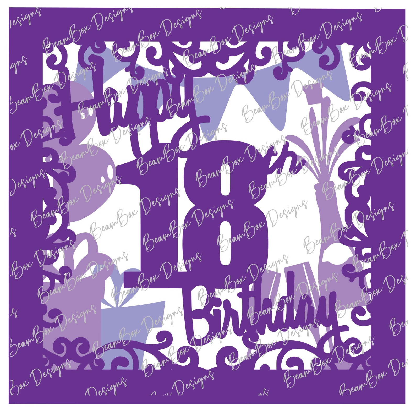Happy 18th Birthday Shadow Box SVG PDF PNG Paper Cutting - Etsy UK