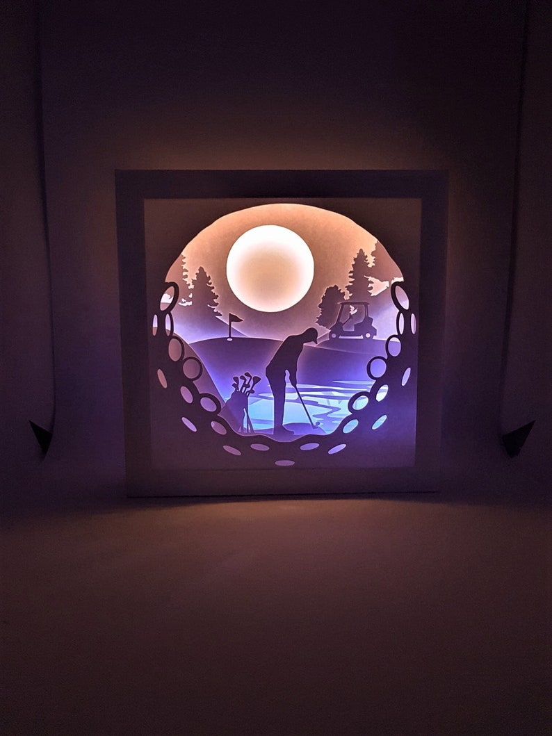 Golf Shadow Box Svg PDF PNG Paper Cutting Instant Download Template Cut ...