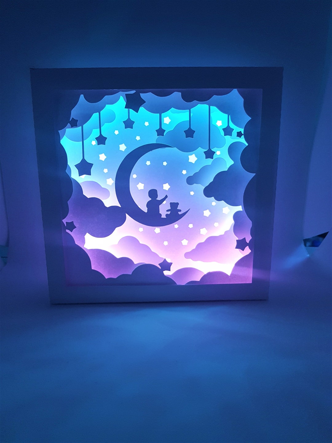Baby on Moon Shadow Box SVG PDF PNG Paper Cutting Instant Download ...