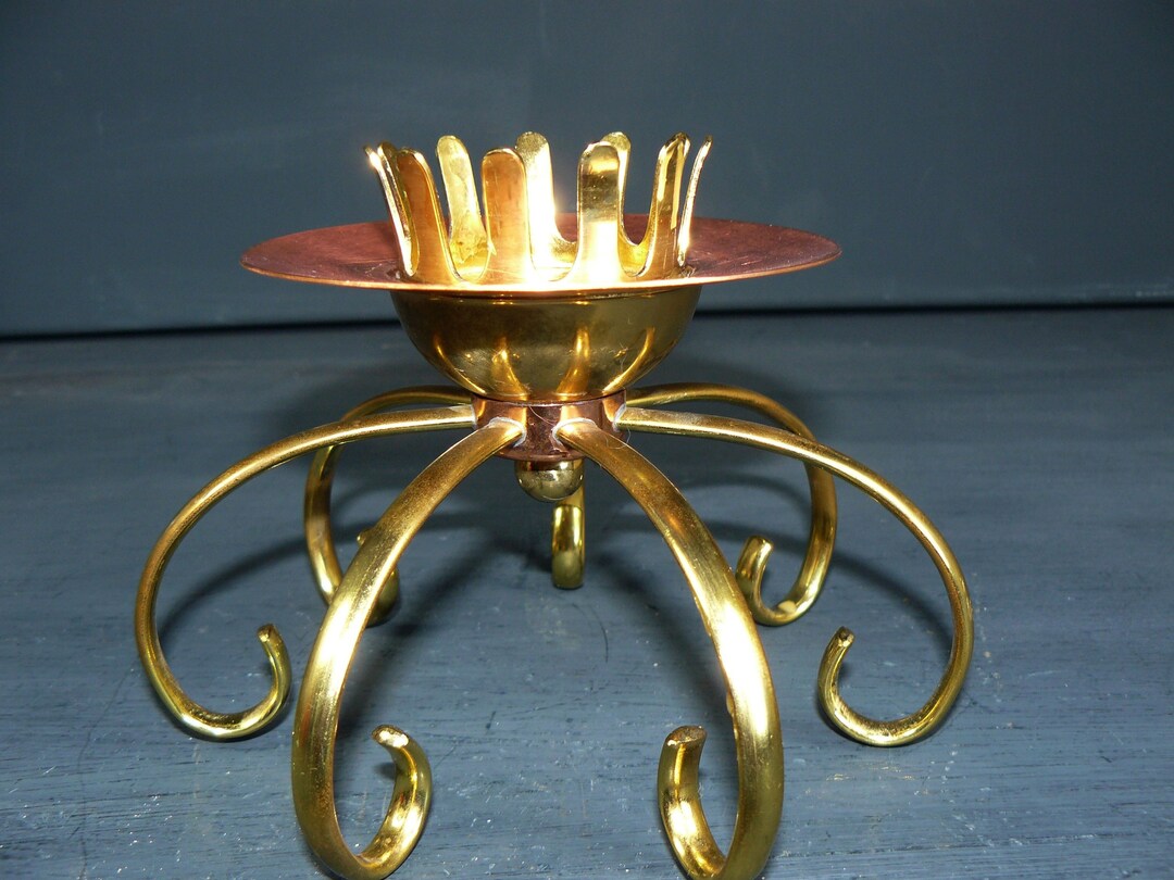 Vintage Candlestick Brass Copper 70s Brass Copper Candle - Etsy
