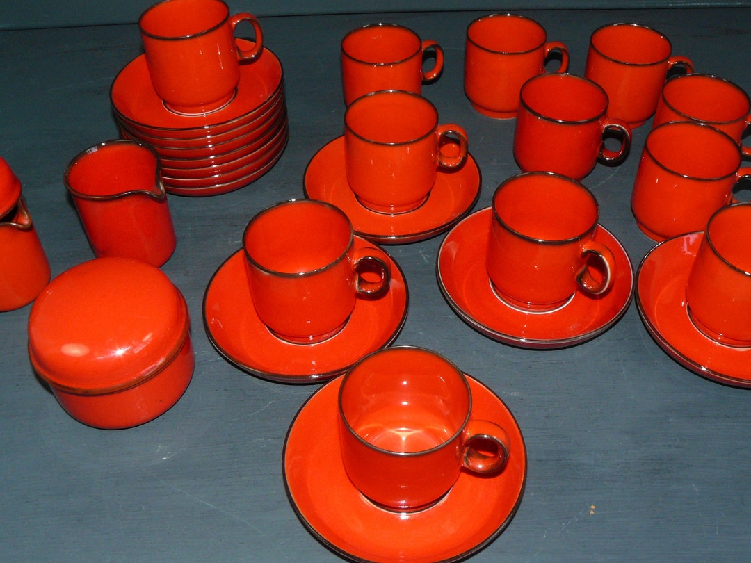 Vintage Service thomas Scandic Red 70s Cult for 12 People - Etsy