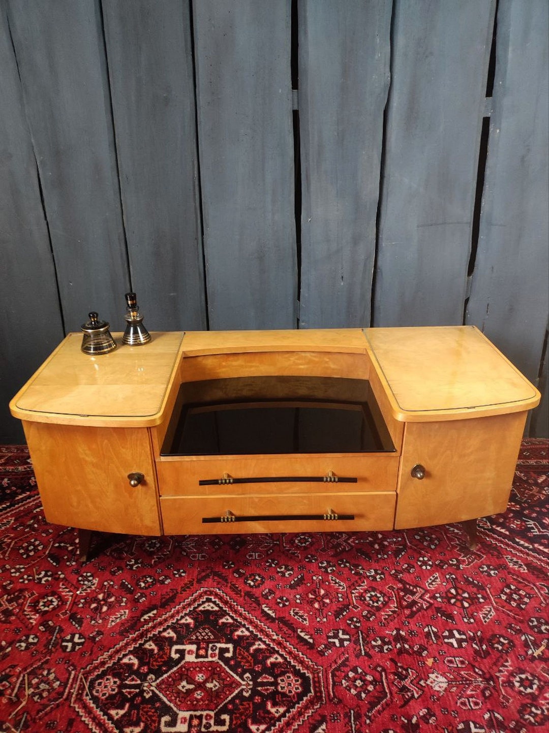 Midcentury Chest of Drawers Smoked Glass 50s Dressing Table Bar Cabinet ...