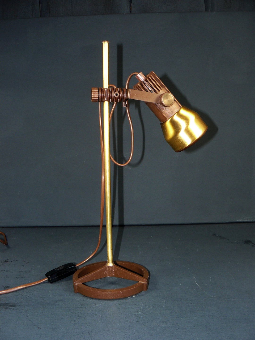 Vintage Desk Lamp Rod Lamp Brass Iron 70s - Etsy