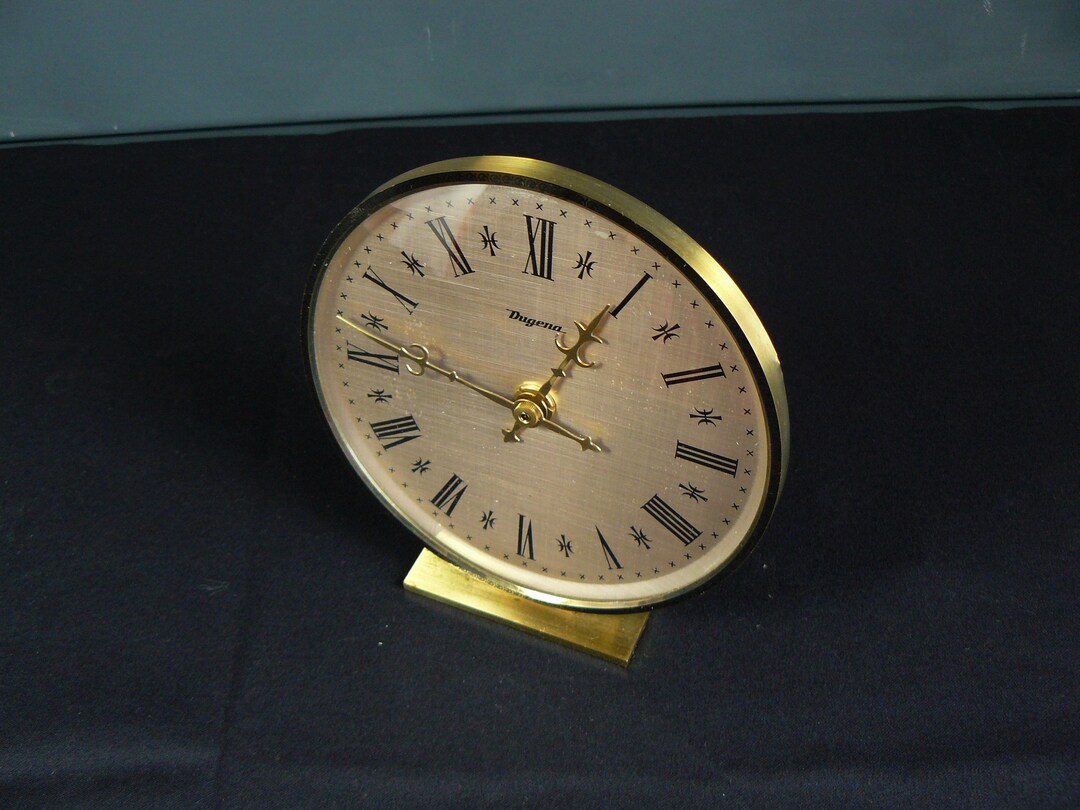 Vintage Desk Clock dugena Brass Quartz Clock 70s - Etsy