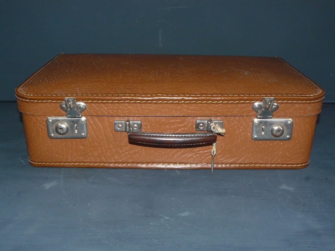 Midcentury Small Suitcase Weekender RAL Hard Plate Leather Brown 50s ...