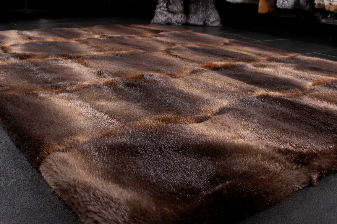Beaver Fur Carpet made of Wild Fur "Winter Dream" 100% Genuine - Etsy.de