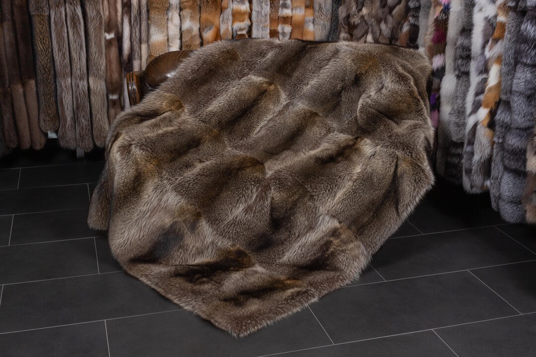 Raccoon Blanket From Canadian Raccoons - Wild Fur Throw Genuine Fur ...