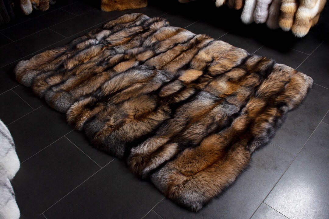 Genuine Fox Fur Carpet From Smokey Fox Skins - Rug Genuine Fur Golden ...