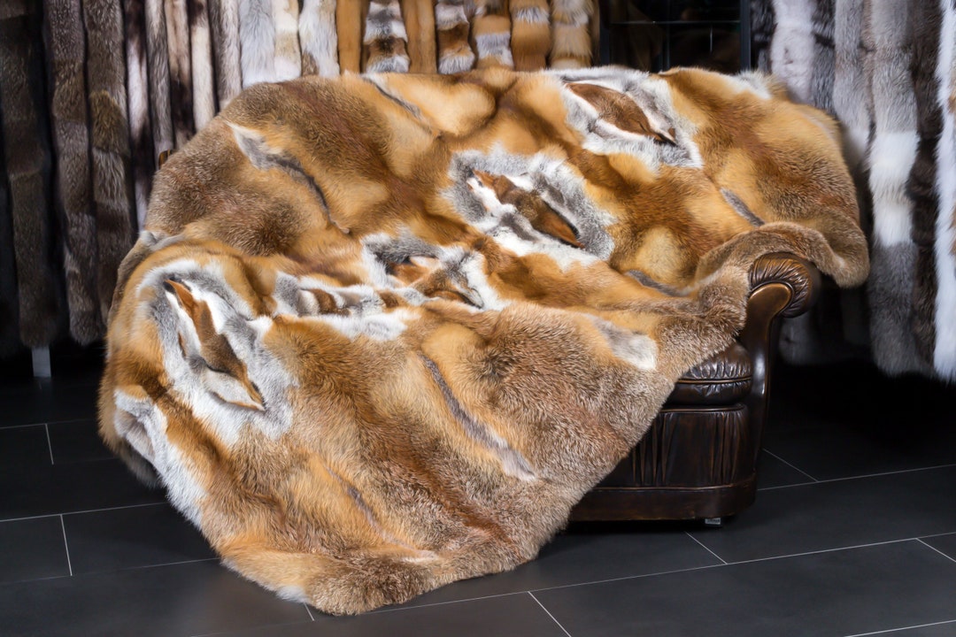 European Red Fox Fur Throw - Light-type - Made in Germany - Real Fur ...
