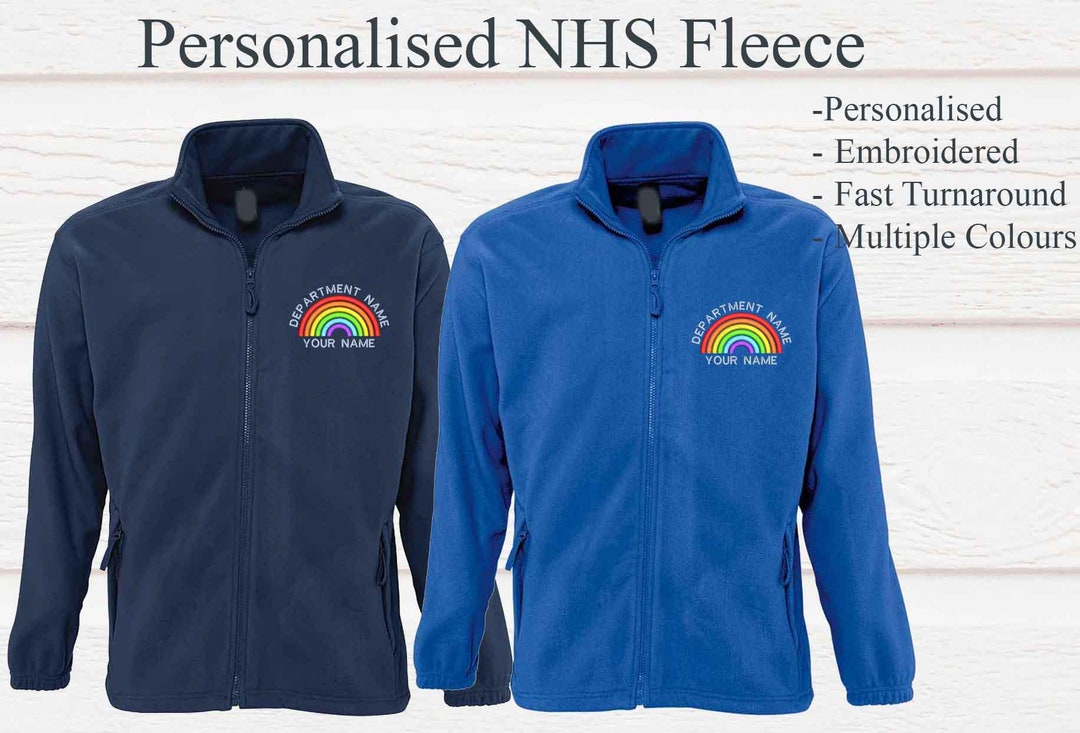 Embroidered NHS Fleece, Personalised Rainbow NHS Jacket, NHS Embroidered Logo, Staff Uniform ...