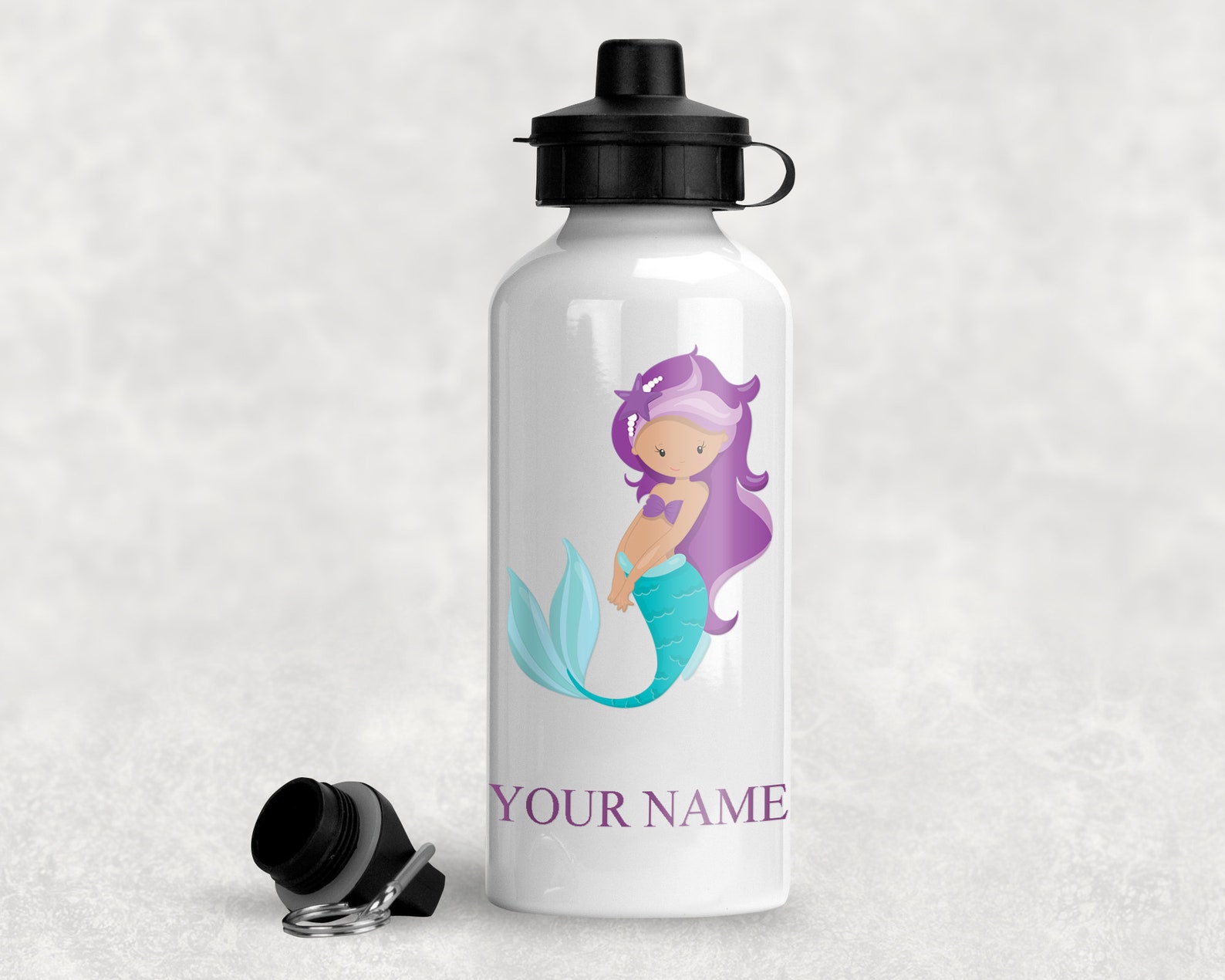 Personalized Water Bottle Purple Mermaid Bottle Mermaid - Etsy