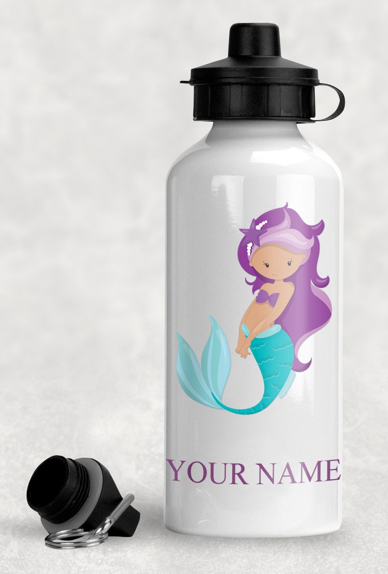 Personalized Water Bottle Purple Mermaid Bottle Mermaid - Etsy