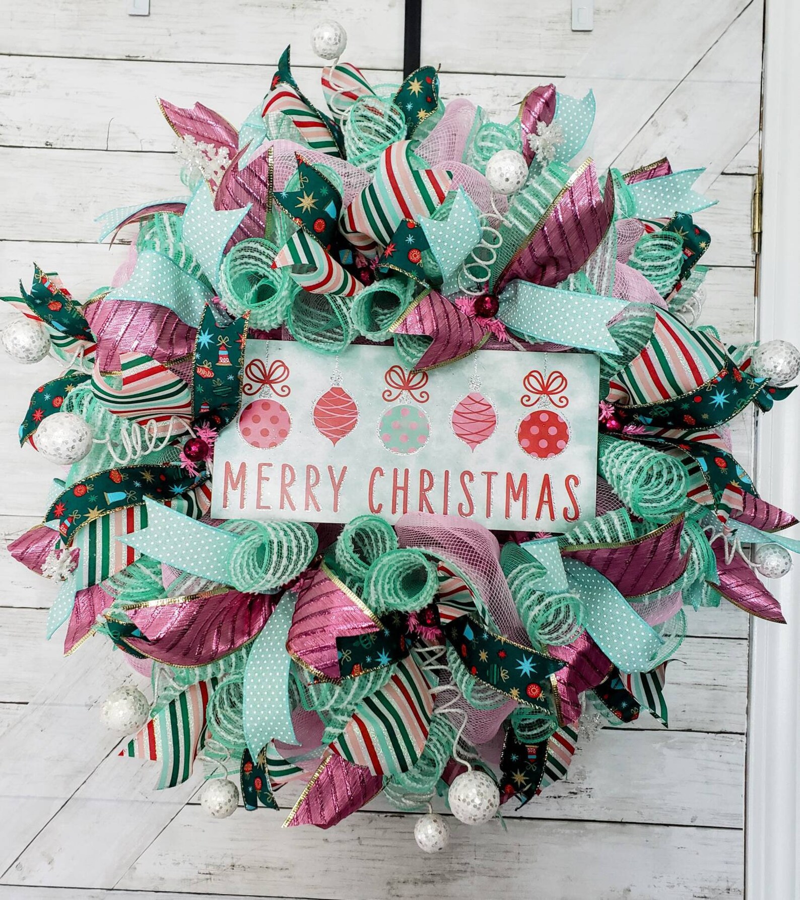Christmas Wreath Front Door Whimsical Christmas Wreath Mint - Etsy