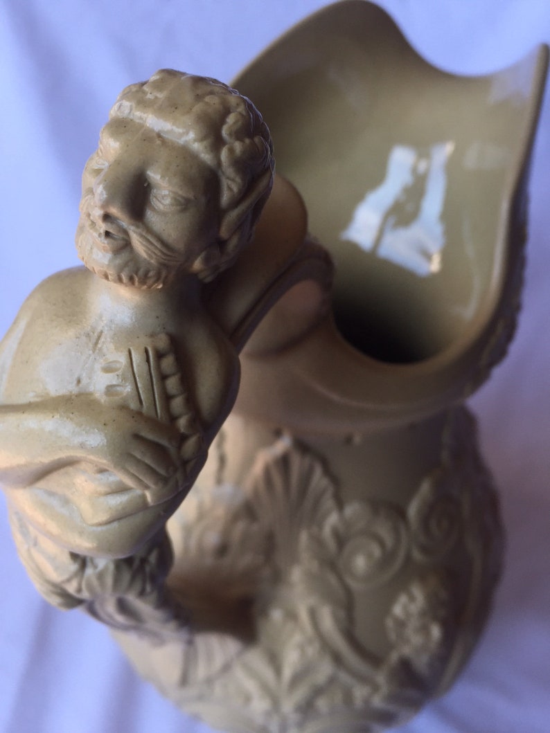 Antique Ridgway Stoneware High Relief Cream Drabware Pan & Bacchus Jug ...