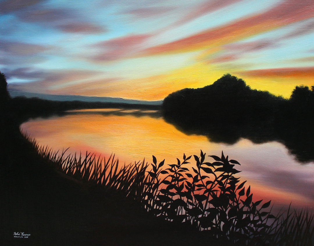 Sunset at the West Street Dike in Hadley Massachusetts - Etsy