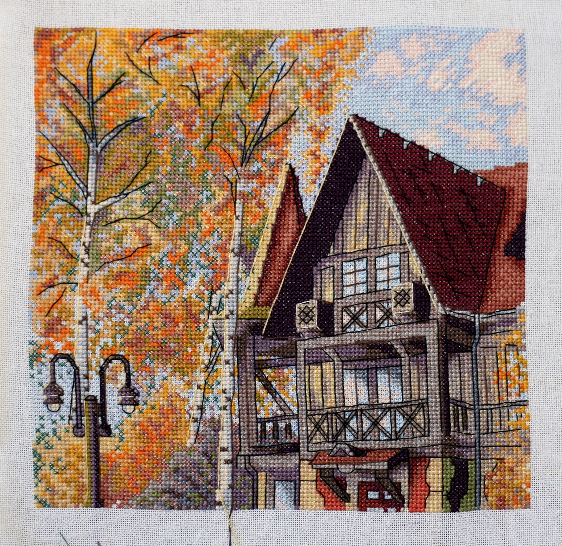 Fall Cottage Cross Stitch Pattern Pdf Pictorial Autumn - Etsy