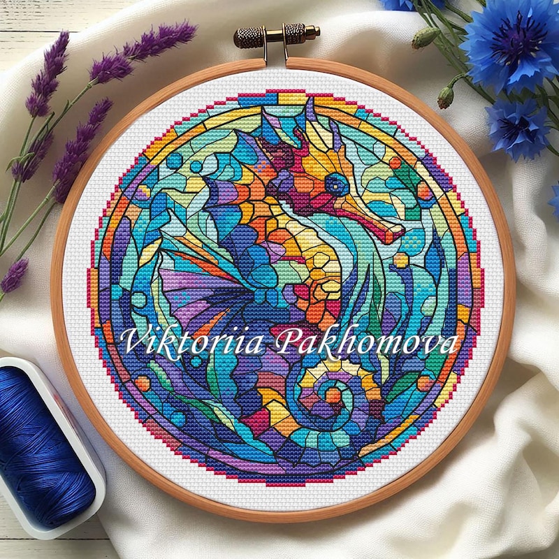 Cross Stained Glass Ocean - Etsy