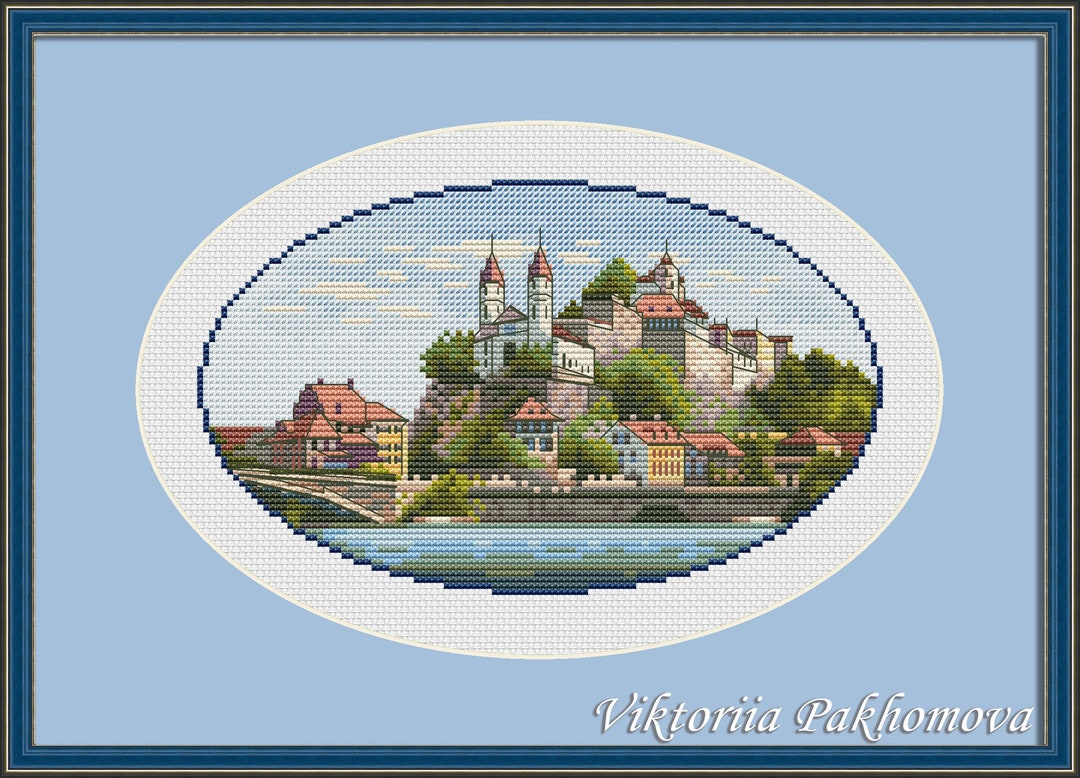 Switzerland Cross Stitch Pattern Pdf Europe Travel Watercolor Tapestry ...