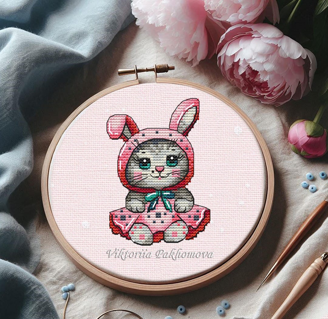 Kitty Bunny Cross Stitch Pattern Pdf Kawaii Insect Animal Kids Nursery ...