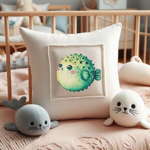 Baby Puffer Fish Cross Stitch Pattern: Colorful Mini Ocean Creature ...