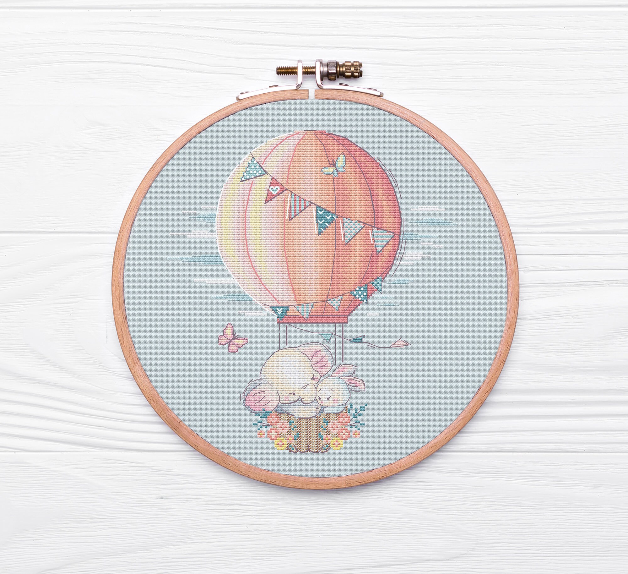 On balloon cross stitch pattern pdf Baby elephant kids navy | Etsy