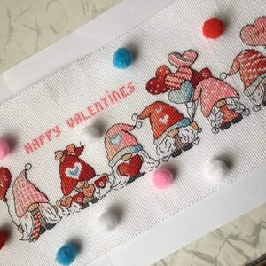 Valentines Gnome Bookmark Cross Stitch Pattern Pdf Whimsical Romantic ...