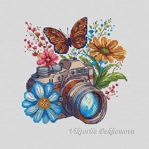 Vintage Camera Cross Stitch Pattern Pdf Pictorial Butterfly - Etsy