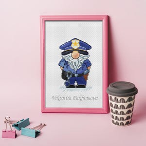 Police Officer Gnome Cross Stitch Pattern: Military Dwarf Mini ...