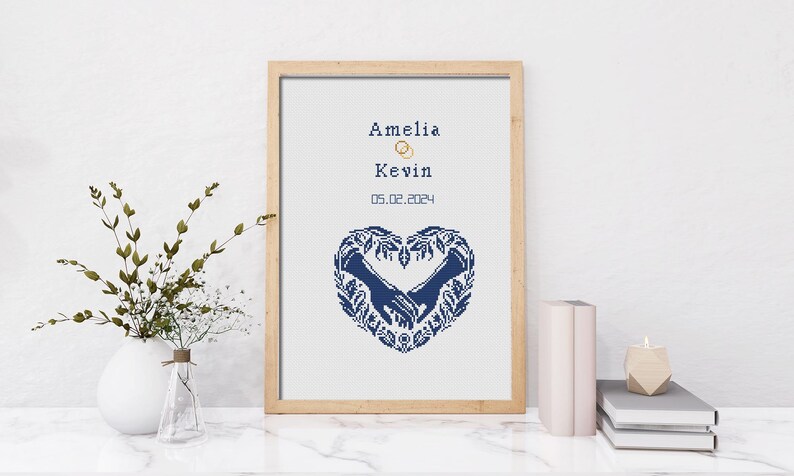 Personalized Wedding Cross Stitch Pattern: Names & Date Keepsake for ...