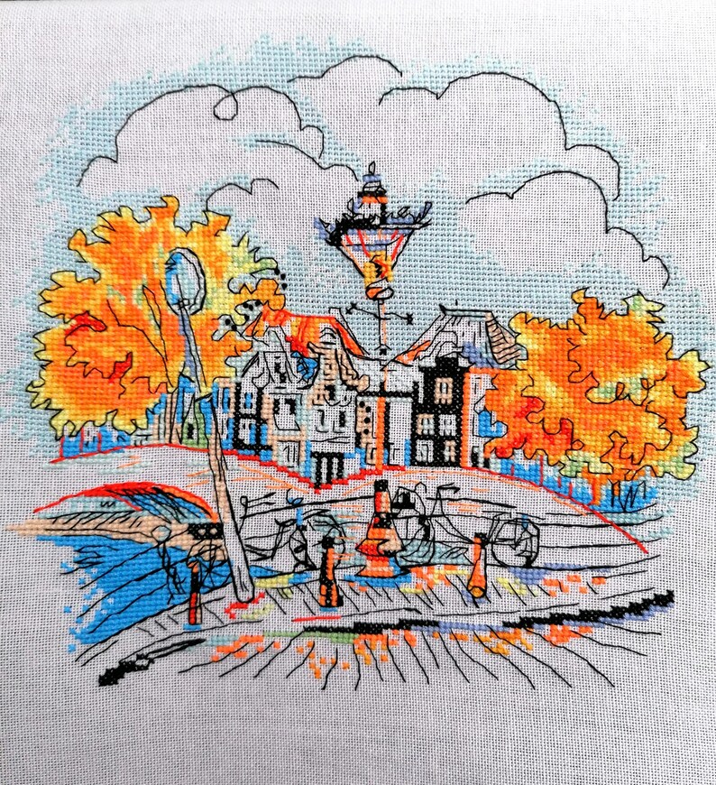 Amsterdam Cross Stitch Pattern Pdf Holland Harbour Watercolor - Etsy