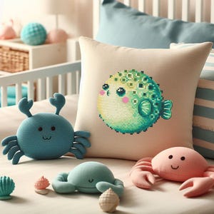 Baby Puffer Fish Cross Stitch Pattern: Colorful Mini Ocean Creature ...